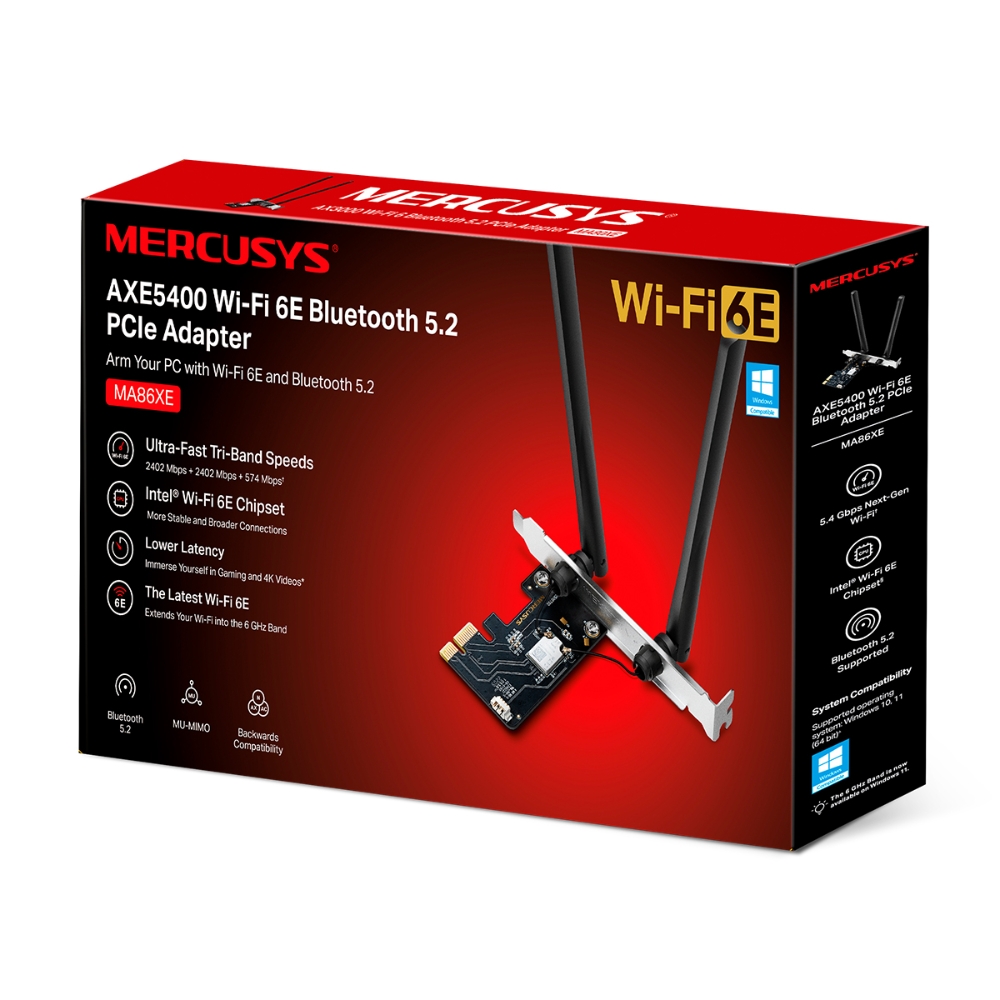 MA86XE | Адаптер PCI Express с поддержкой Wi‑Fi AXE5400 и Bluetooth 5.2 - MERCUSYS
